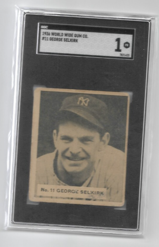 1936 World Wide Gum Baseball george selkirk New York Yankees #11 sgc 1 ...