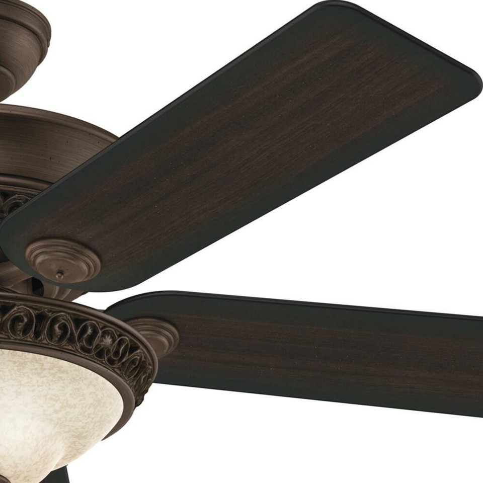 52" Cocoa Indoor Italian Amber Scavo Glass Bowl LED Ceiling Fan ...