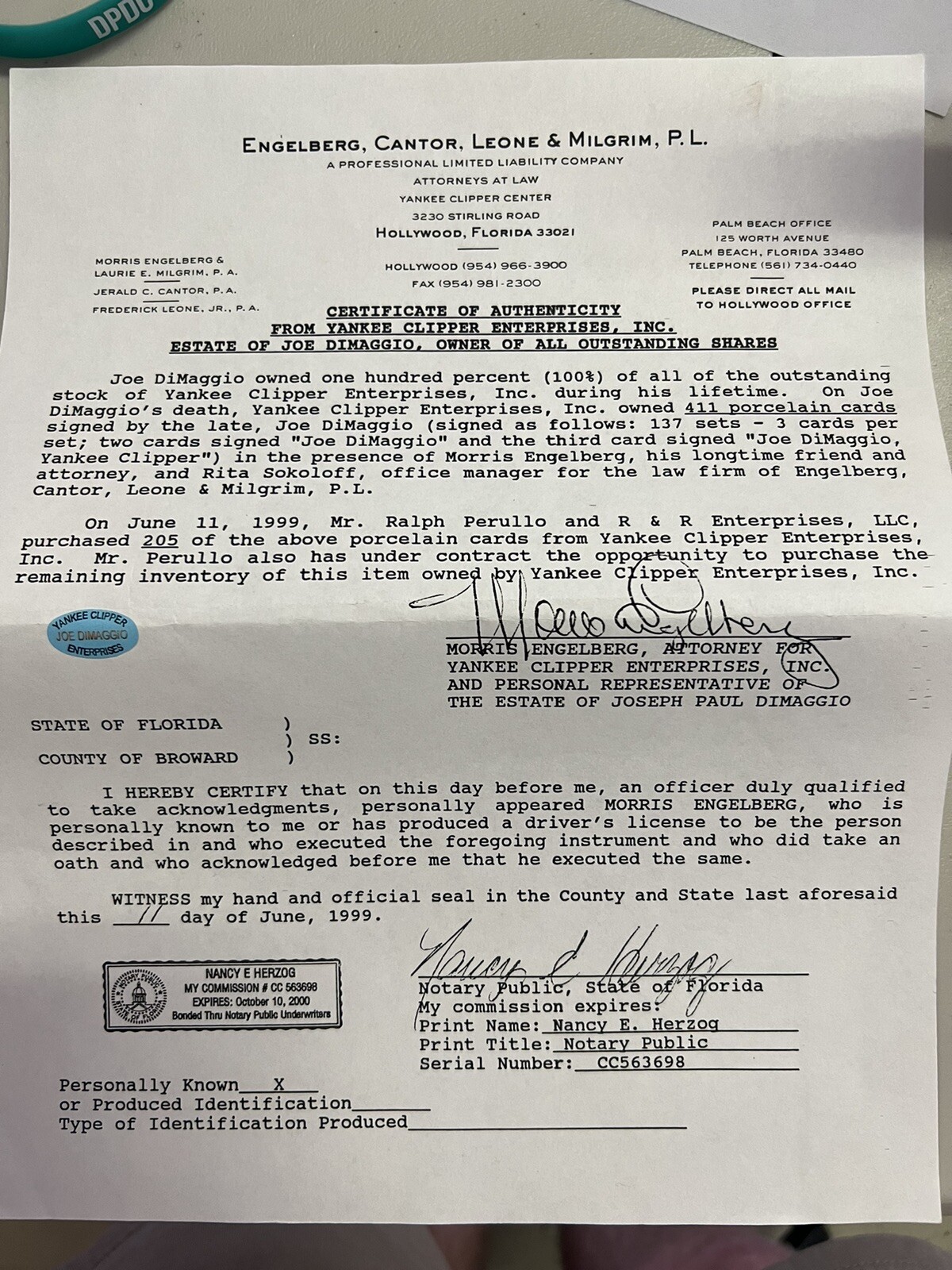 Joe DiMaggio Hand Signed Porcelain Card Collection 3 Signatures PSA LOA ...