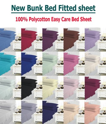 100% Polycotton Bunk Bed Fitted Sheet 2FT 6" Small Single Bed Fitted ...