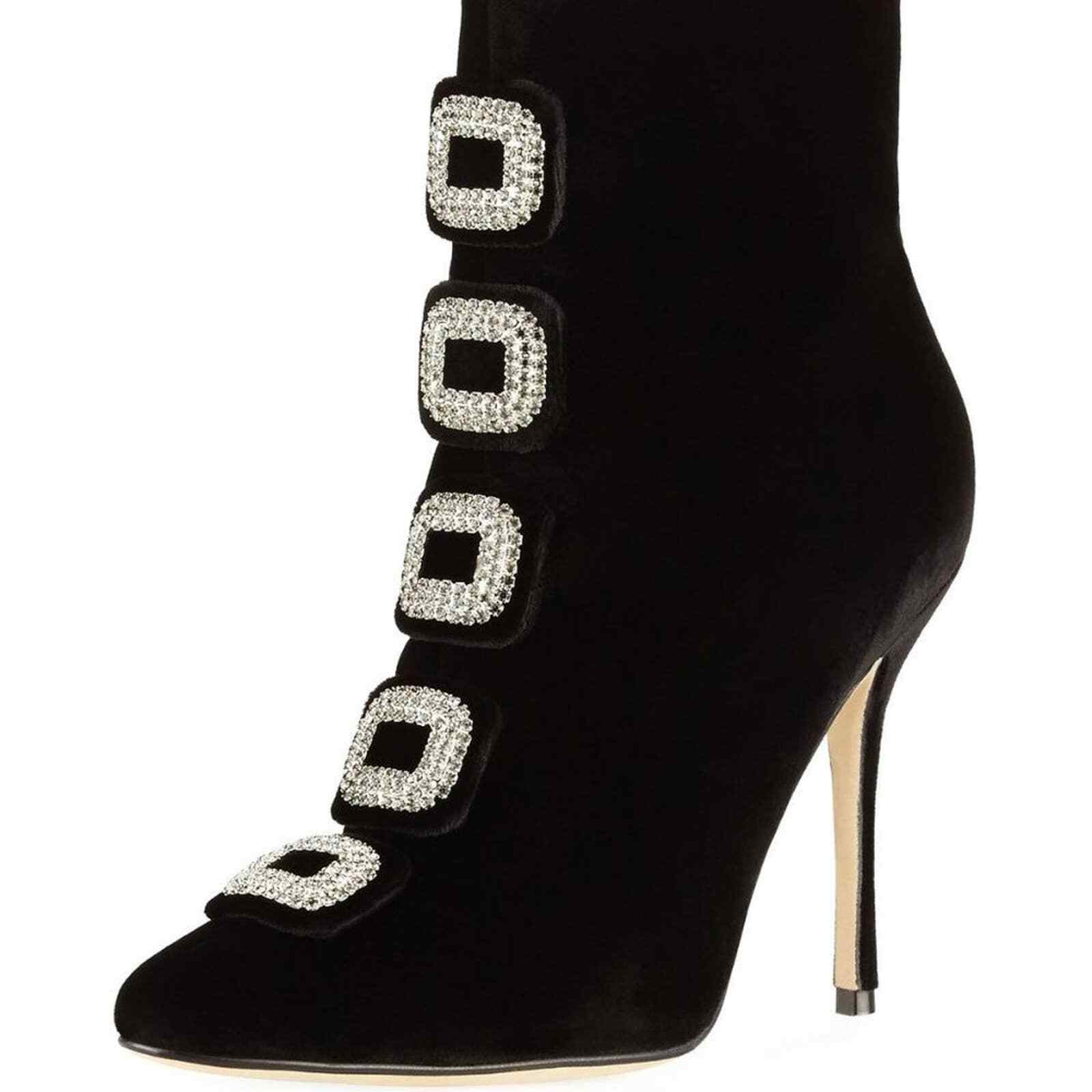 MANOLO BLAHNIK WOMEN'S SUWALKI BLACK ANKLE BOOTS RHIN… - Gem