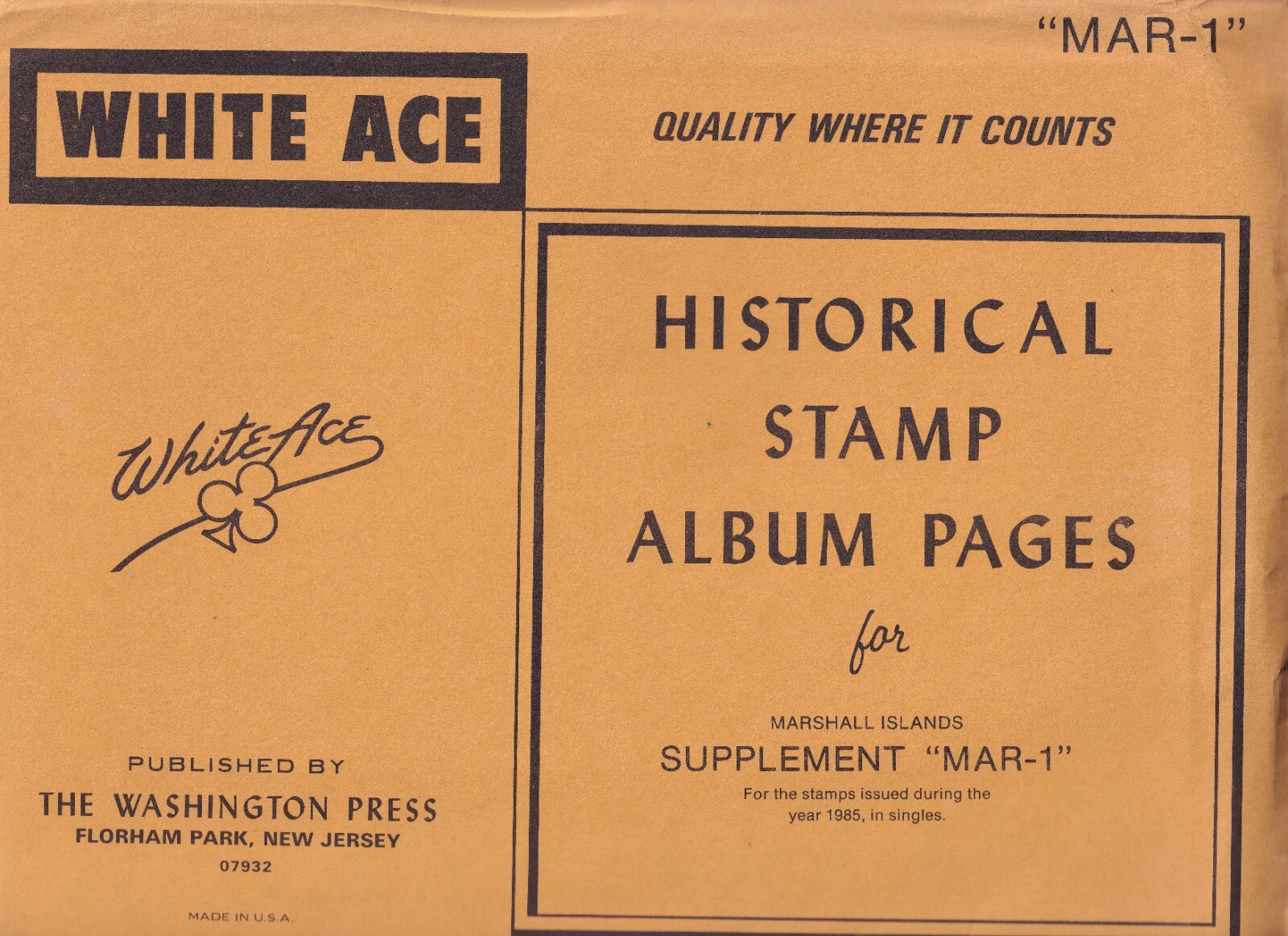 White Ace Stamp Album Pages - Marshall Islands - Singles - 1985 - MAR-1 ...