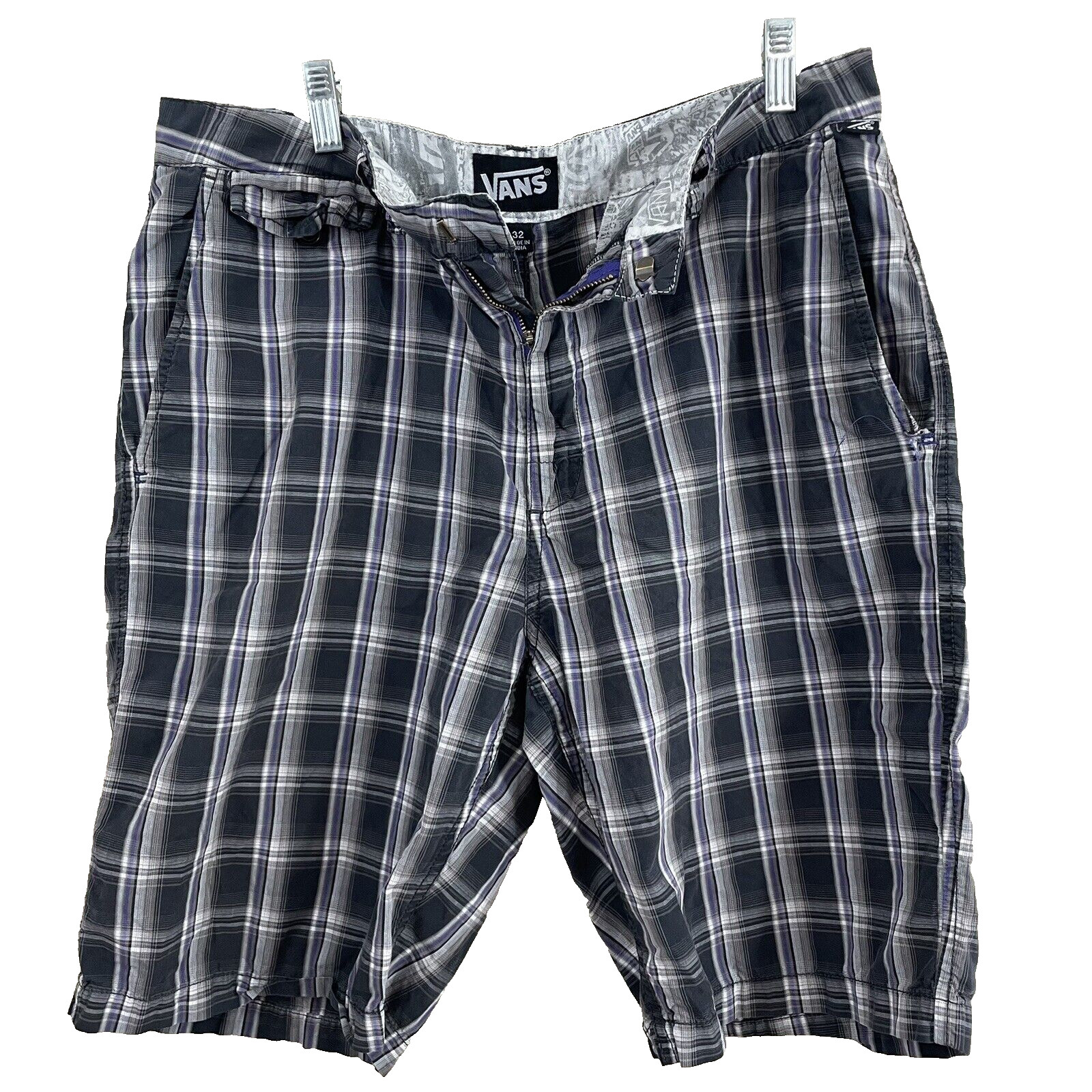 Vans Shorts Men's 32 Purple Plaid Check Skate Board S… - Gem