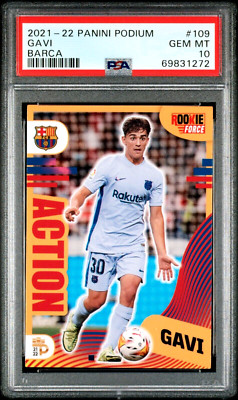 Pop 2 Gavi RC Rookie Card - 2021 Panini Podium Barcelona #109 - PSA 10 ...
