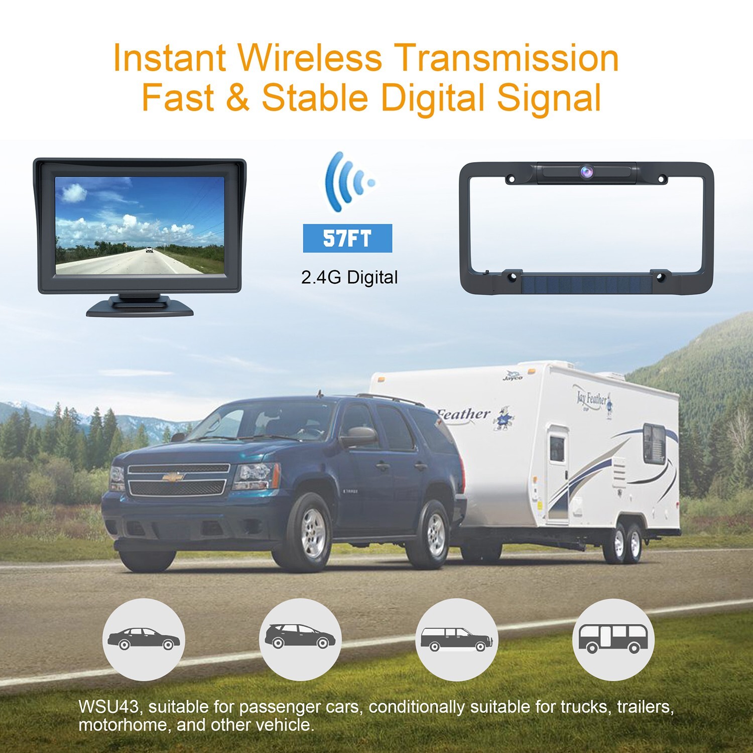 Wireless Waterproof HD Solar License Plate Rear View Backup Camera ...