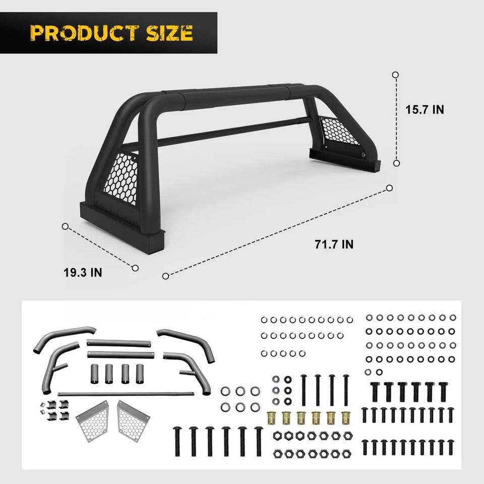 Universal Type 1* Roll Sport Bar Chase Rack Bed Bar / 1* Truck Tailgate ...
