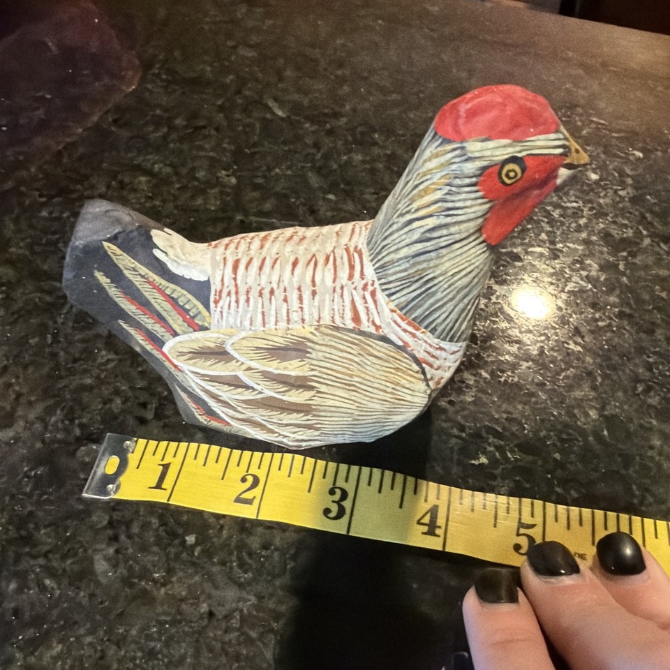 VNG Paper Mache Chicken Hand Painted Folk Art Farm House Decor | eBay