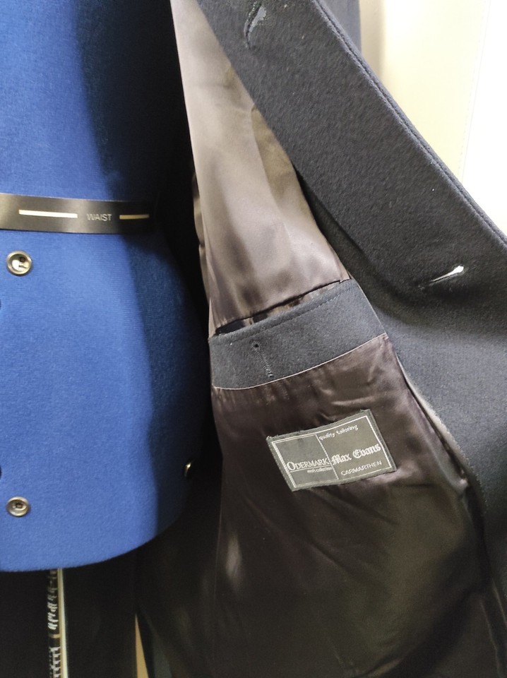 Odermark Mens Vintage navy Pure Wool Long Overcoat, winter, mac Size ...