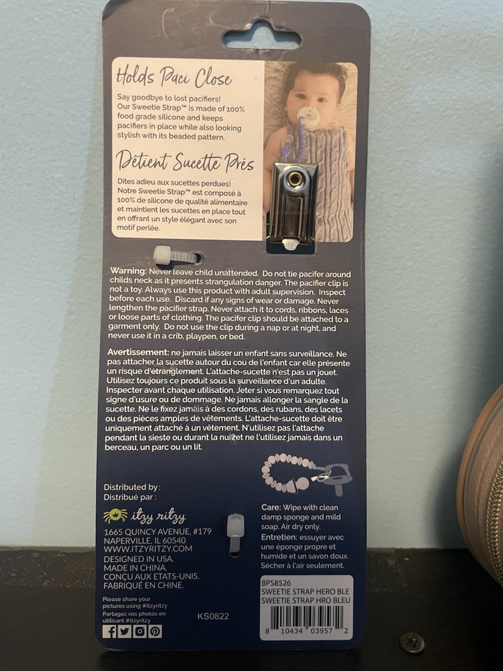 Itzy Ritzy Pacifier Case And Sweetie Strap Silicone Paci Clip | eBay