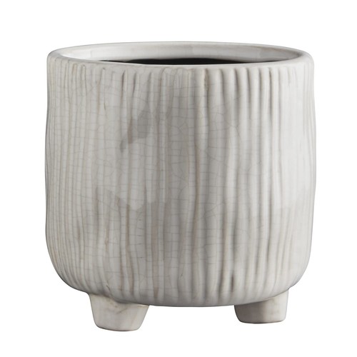 Textured Clean White Glazed Ceramic Footed Planter for Flowers ...