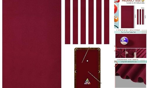 Billiard Cloth 8.53ft Pool Table Felt with 6 Cloth Strips Pre Cut Pool ...