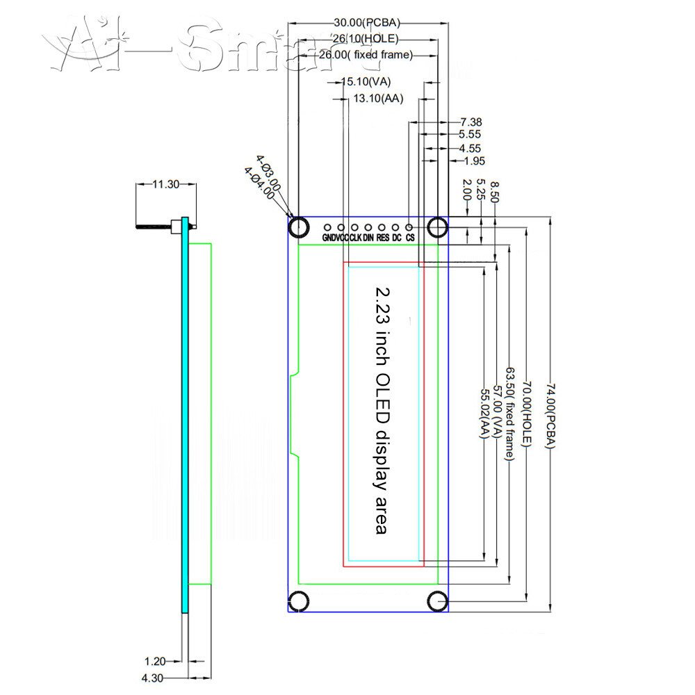 2.23 inch 24 Pin OLED Display 12832 LCD Screen SSD1305 Drive IC 128*32 ...