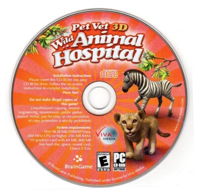 Pet Vet 3D: Wild Animal Hospital (PC-CD, 2007) for Windows - NEW CD in ...