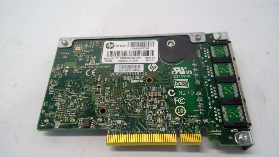 HP 629133-001 PCI Express x8 1Gb 4-Port 331FLR Adapter Ethernet Card No ...