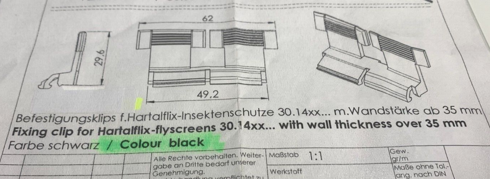 Hartal Door Flyscreen Black Plastic Retaining Clip - Caravan or ...