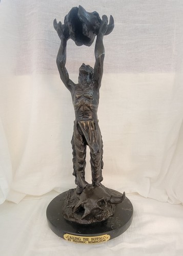 Original Calling The Buffalo Frederick Remington Bronze Statue Native ...