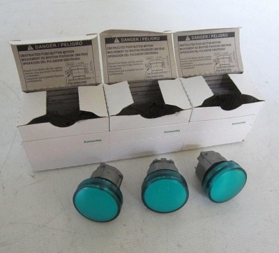 (LOT OF 3 NEW) Schneider 22mm Green Illuminated Pilot Light Heads ...