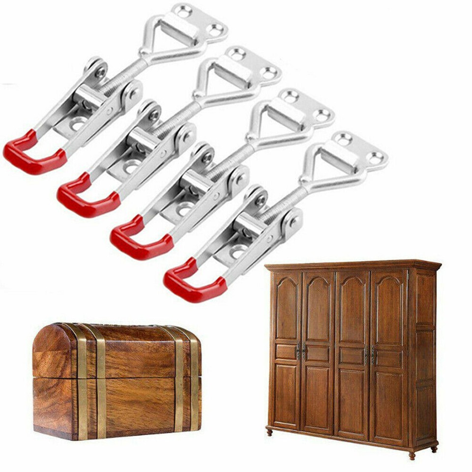 2/4×Cabinet Box Lever Handle Toggle Catch Latch Lock Clamp Hasp ...