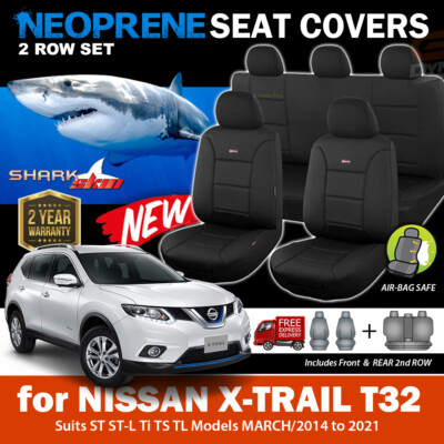 Sharkskin Neoprene Seat Covers 2Rows For Nissan X-TRAIL T32 ST ST-L Ti ...