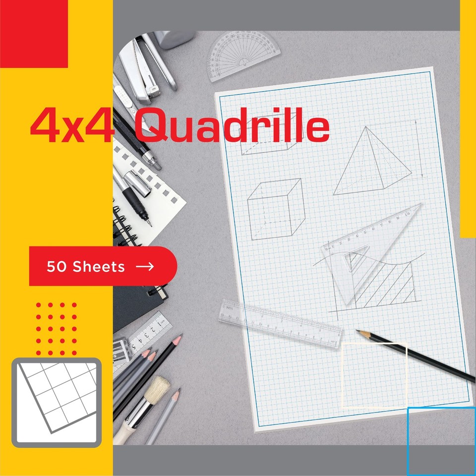 Graph Paper Pad, 17" x 11", 50 Sheets, Blue Line Border, Blueprint ...