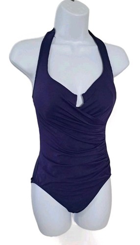 Magicsuit By Miraclesuit 1 PC Swimsuit Bathing 8 Purple Halter Cinched ...