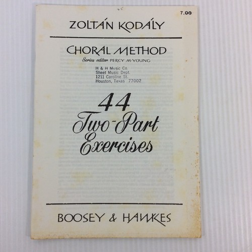 Zoltan Kodaly Choral Method 44 Two part Exercises Choir Music Book FD2 ...