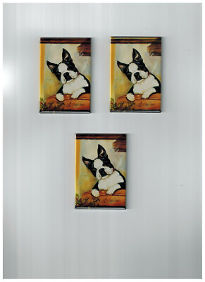 New Boston Terrier Pet Dog Magnet Set 3 Magnets By Ruth Maystead MFR ...