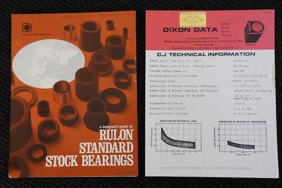 1968 Dixon Industries Corp Rulon Bearings Engineer Catalog Arlington ...