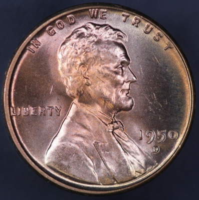 1950 D Lincoln Cent Fresh from an original collection-TONED-LOT AA-8559 ...