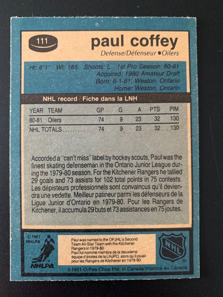 1981/82 OPC Paul Coffey Rookie RC | eBay