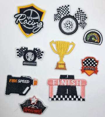 CAR RACING EMBROIDERED PATCH SET 9 PCS IRON ON #1023 | eBay