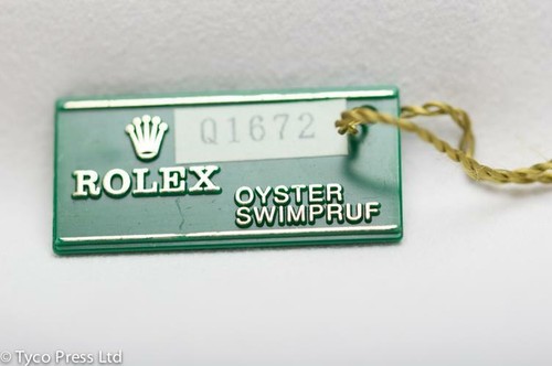 Genuine Rolex Green Oyster Swimpruf Swing Tag - Serial L874986 - 1989 ...