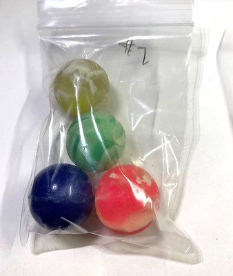 Lot of 4 Vtg 1" Rubber Super Ball Bouncy Balls Abstract Colors Neon ...