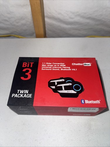CHATTERBOX "BIT 3" BLUETOOTH HELMET COMMUNICATOR- BLACK-ONE SIZE 2 PACK ...