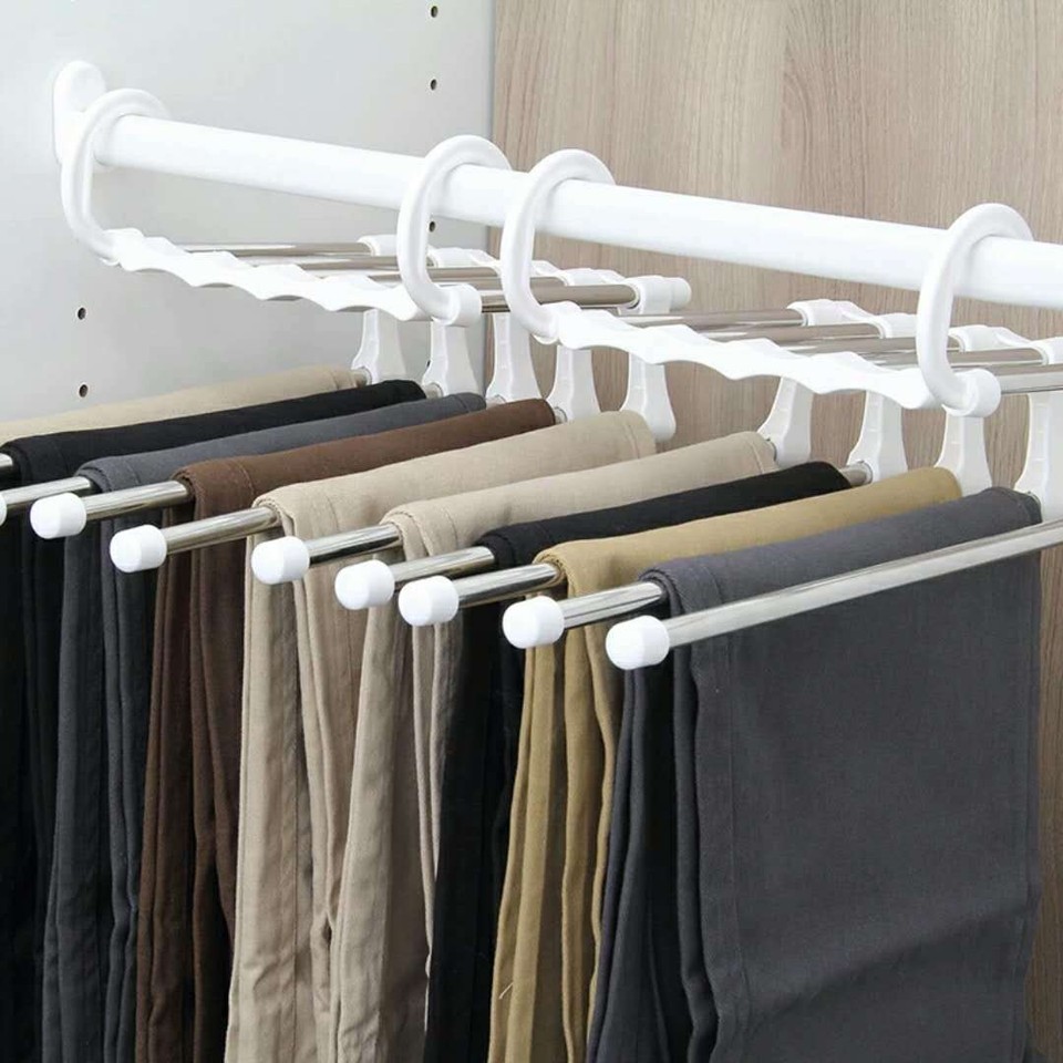 Magic Pants Hangers Multi-Layer Trouser Rack Space Saving Stainless ...