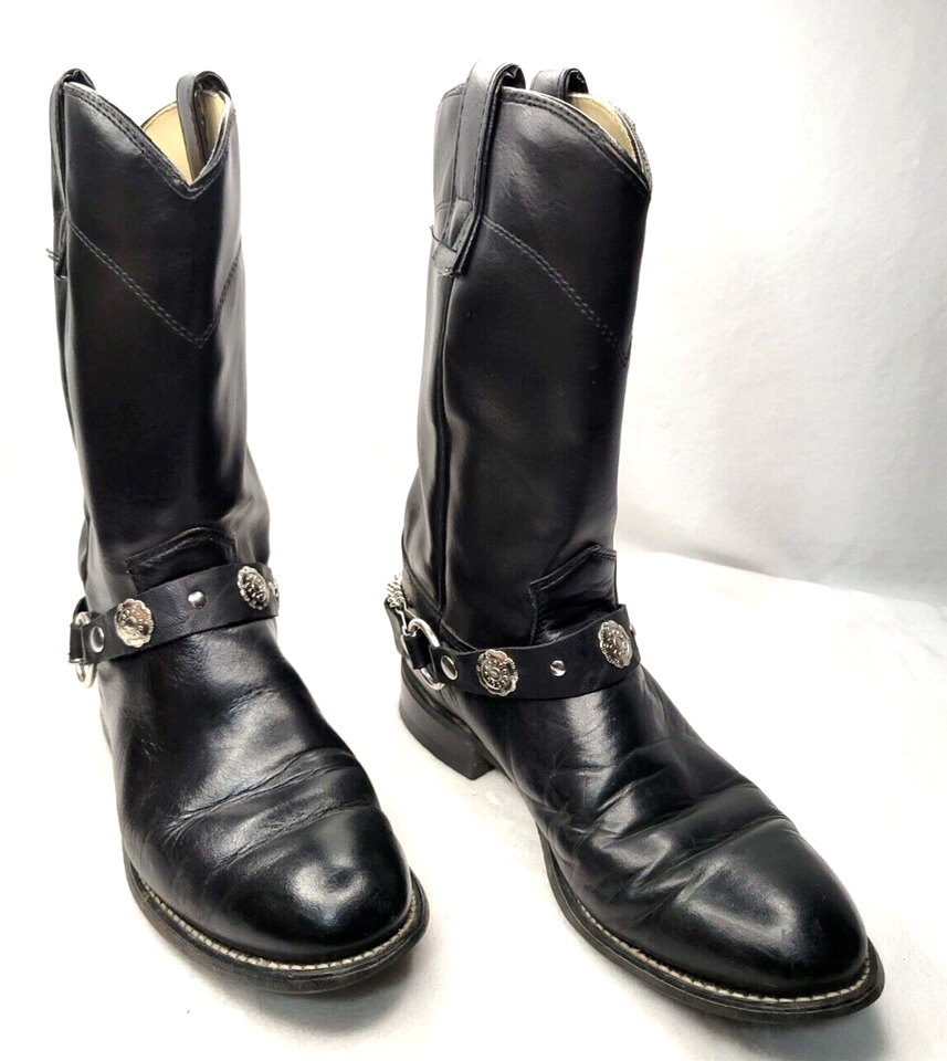 Roy Cooper Black Leather Roper Cowboy Western Boots Womens Size 6.5 M ...