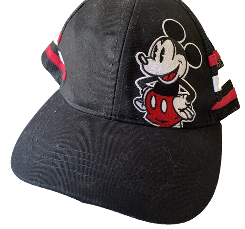 Disney Mickey Mouse Ball cap Black Adj Web/Mesh Red/White Stripes | eBay