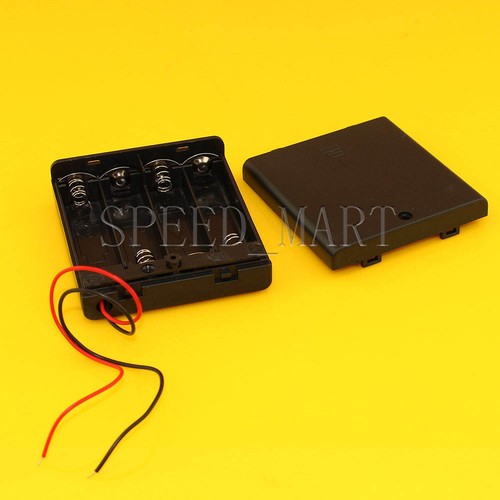 High Quality AA *4 2A Battery Storage Holder Case with Cover & Switch ...