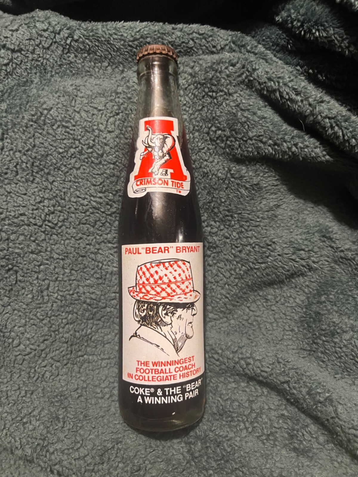 Paul "Bear" Bryant Crimson 315 Wins Tide Commemorative Coca Cola Bottle ...