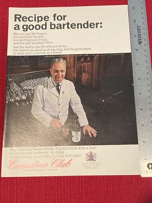 Canadian Club Whiskey Bartender Theme 1965 Print Ad - Great to Frame ...