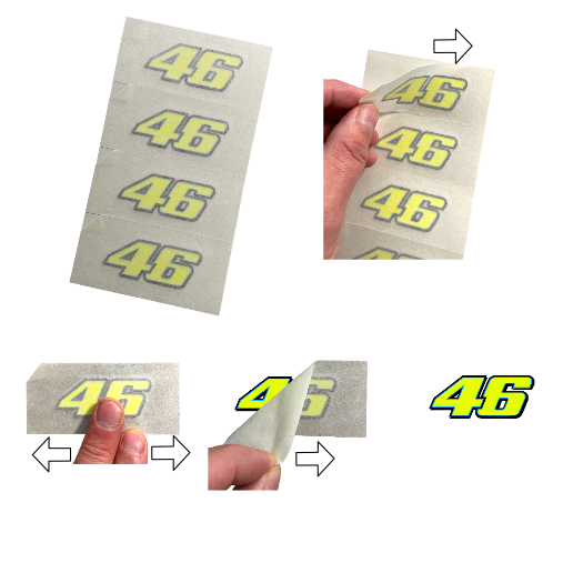 Rossi Sticker 46 FLUORESCENT YELLOW vinyl (2013) 4 x 5cm 2" stickers | eBay