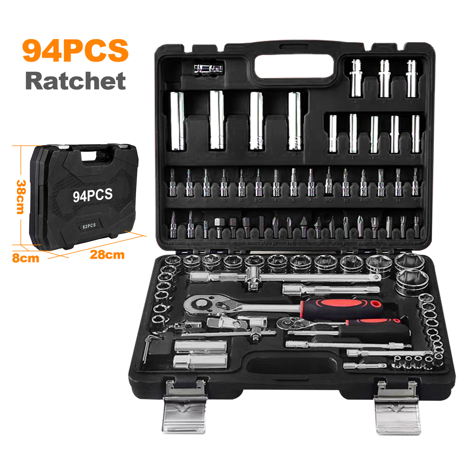 94PC 1/4" Ratchet Wrench Combination Socket Tool Set Kit Auto Car Repair Tool | eBay