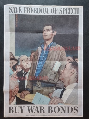 1941 WW2 USA AMERICA BUY WAR BONDS SAVE FREEDOM SPEECH MAN PROPAGANDA ...