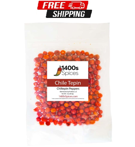 1oz Dried Chiltepin Peppers (Chile Tepin), Chiltepines Chili Pods for ...
