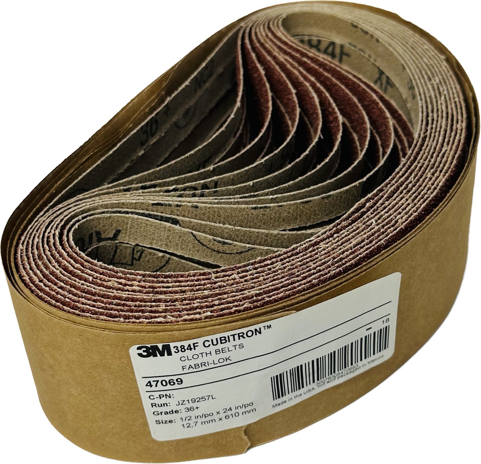 50 Pcs 3M Cloth Sanding Belt 384F Grit 36+ 1/2 in x 24 in Aluminum ...