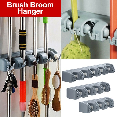 Wall Mounted Kitchen Tool Broom Hanger Storage Rack Organizer Holder ...