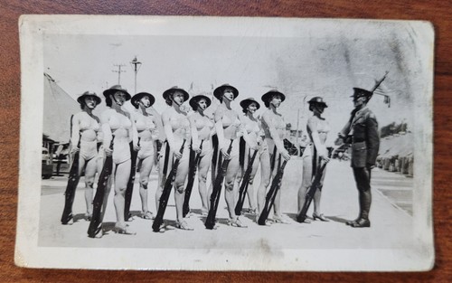 Orig. WWII Risqué Photo- 9 Women Bra & Panties USMC Parade Rest M1 ...
