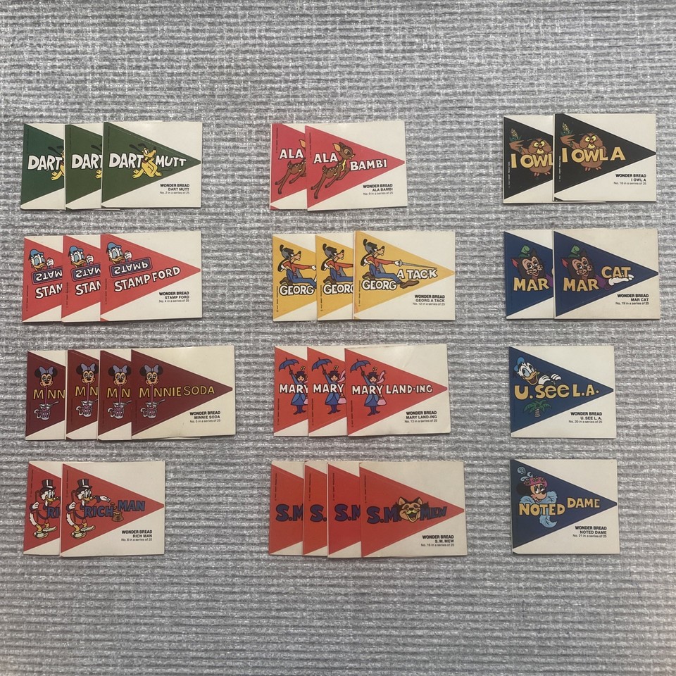 Vintage 1970s Disney Wonder Bread Stickers - Set of 30 Some Duplicates ...