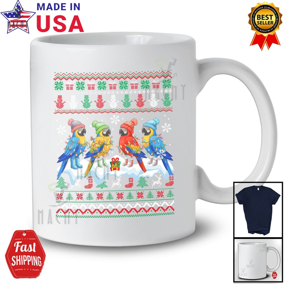 Four X-mas Macaw; Christmas Lights Sweater Macaw Bird Animal Lover T ...