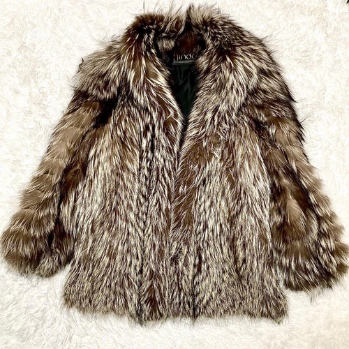 Jindo SAGA FOX Coat Jacket Gold Label Silver Fox Fur from Japan Women ...